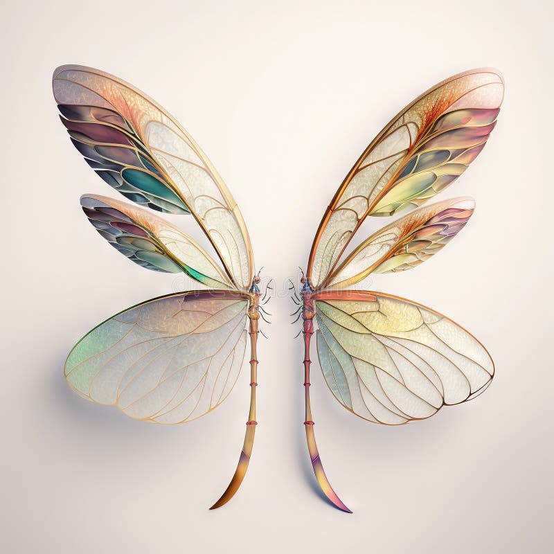 A Colorful Dragon Wing with a Long Tail and Wings Spread Out, on a ...