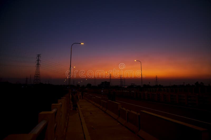 Colorful Dramatic Landscape View after Sunset Stock Photo - Image of ...