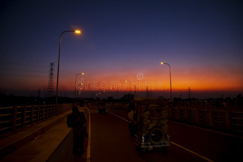 Colorful Dramatic Landscape View after Sunset Stock Image - Image of ...