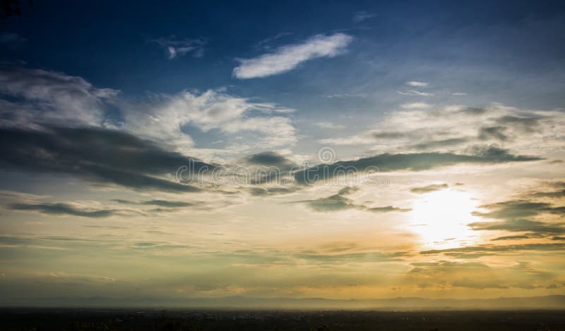 Colorful Dramatic Sky with Cloud at Sunset Stock Photo - Image of ...