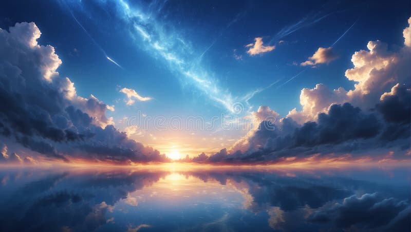 Colorful Dramatic Sky with Cloud at Sunset Stock Illustration - Illustration of horizon, cloud ...