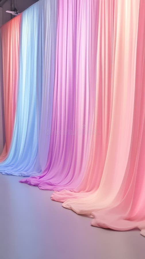 Colorful Draped Fabric Backdrop with Gradient Pastel Hues, Studio Shot ...