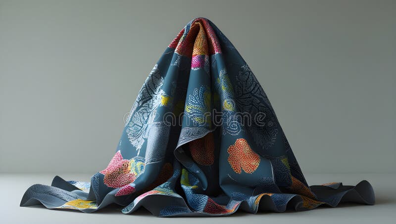Colorful Draped Fabric with Intricate Patterns Stock Illustration ...