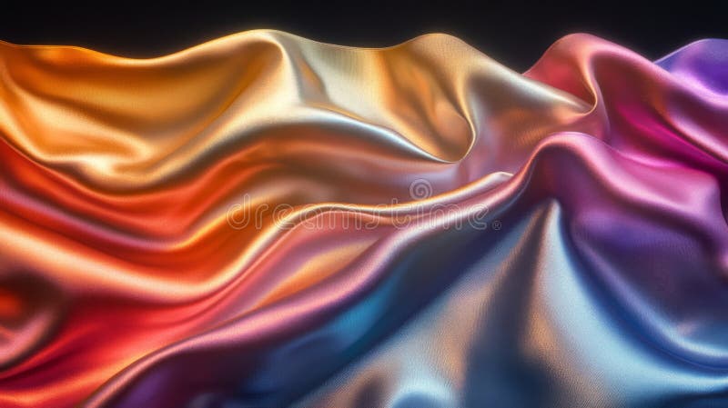 Colorful Draped Silk Fabric with Iridescent Sheen Stock Illustration ...