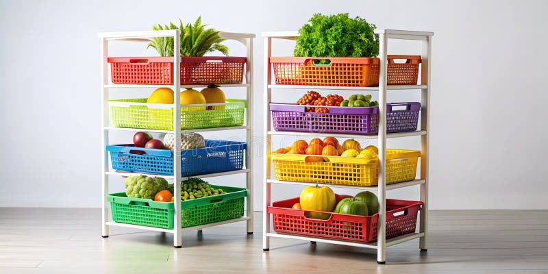 Colorful 4Drawer Kitchen Storage Rack with Fruit Vegetable Baskets ...