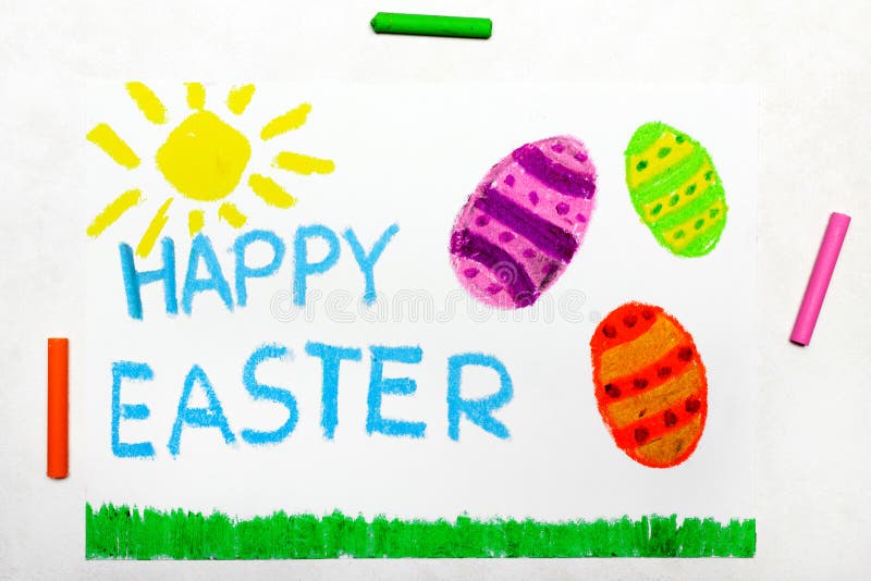 Drawing: Beautiful Easter Card with Easter Eggs Stock Photo - Image of ...