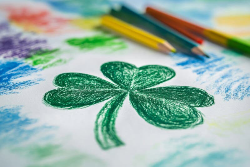 Colorful Drawing of Clover Symbolizing and St. Patrick S Day Made by a ...