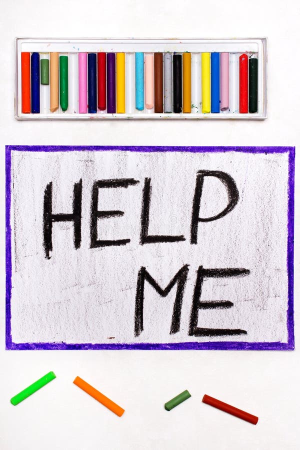 Drawing: Inscription HELP ME Stock Illustration - Illustration of label ...