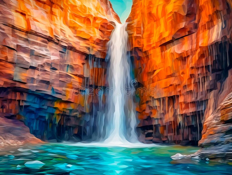 Waterfall Stream Clip Art Stock Illustrations – 145 Waterfall Stream ...