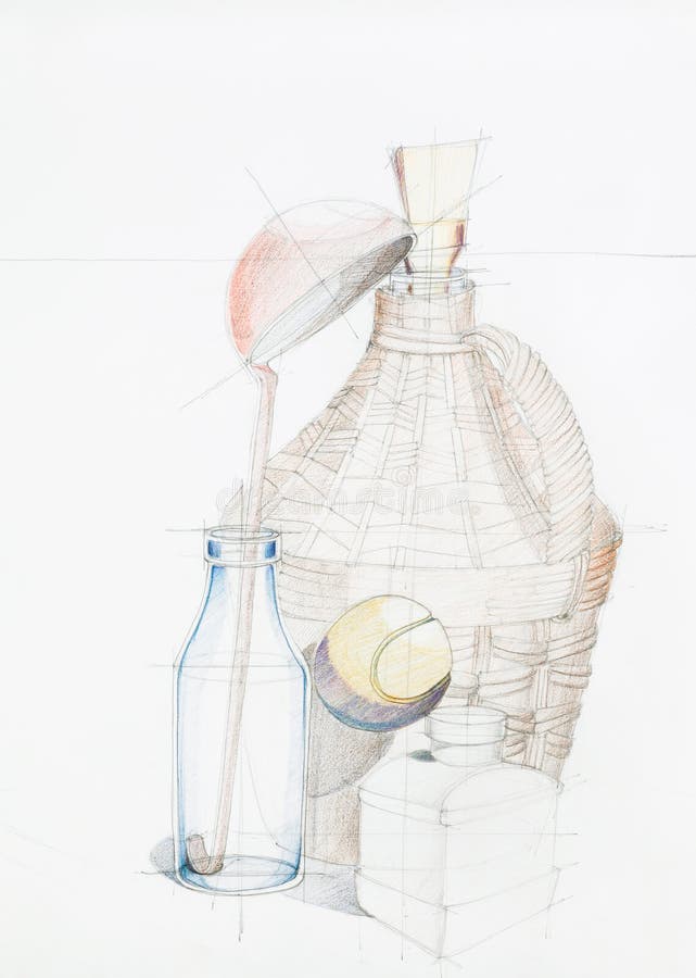 Colored Still Life Study on Object Composition Stock Illustration ...