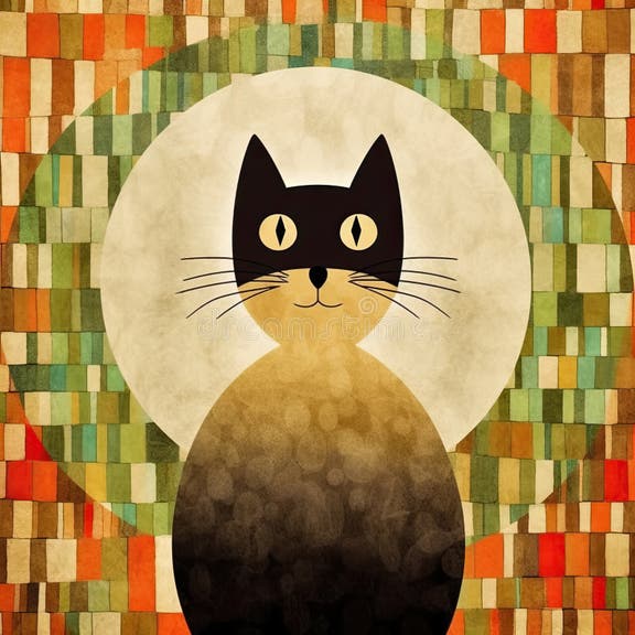 A Colorful Drawing Pattern of a Cute Cat in the Style of Jon Klassen AI ...