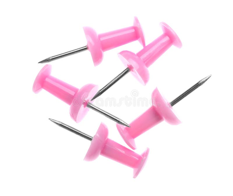 Colorful Drawing Pins Isolated. School Stationery Stock Photo - Image ...
