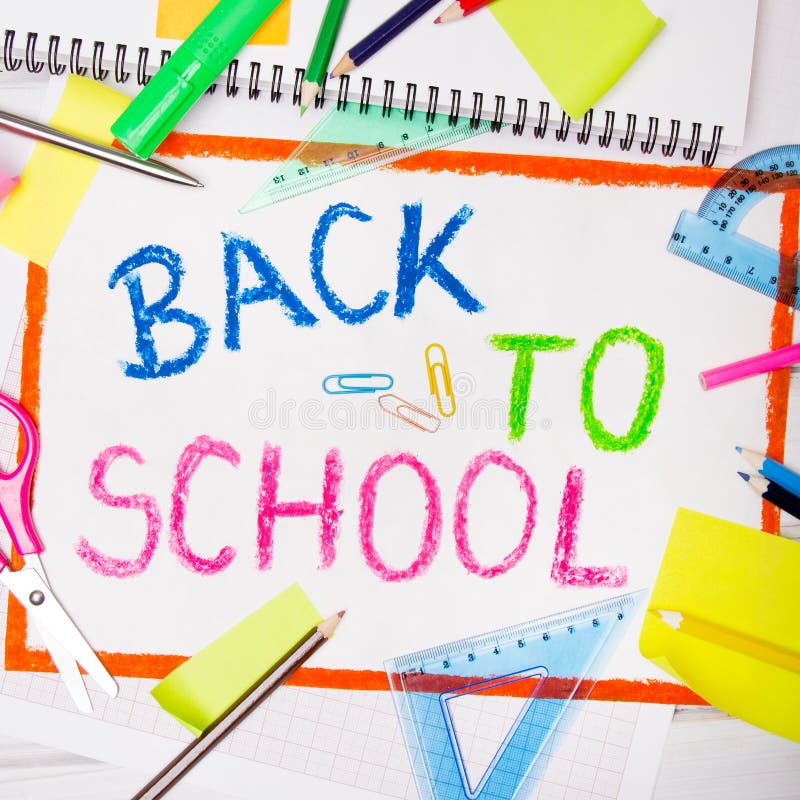 Colorful Drawing with Words `back To School` Stock Image - Image of ...