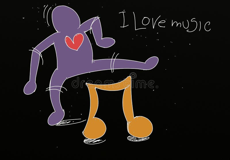 Little Man with Musical Note, Colorful Drawings in Pop Art Style Stock ...