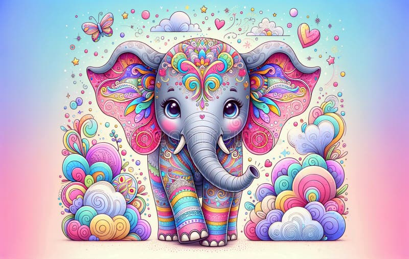 Colorful Dreams: the Enchanted Elephant Stock Illustration ...