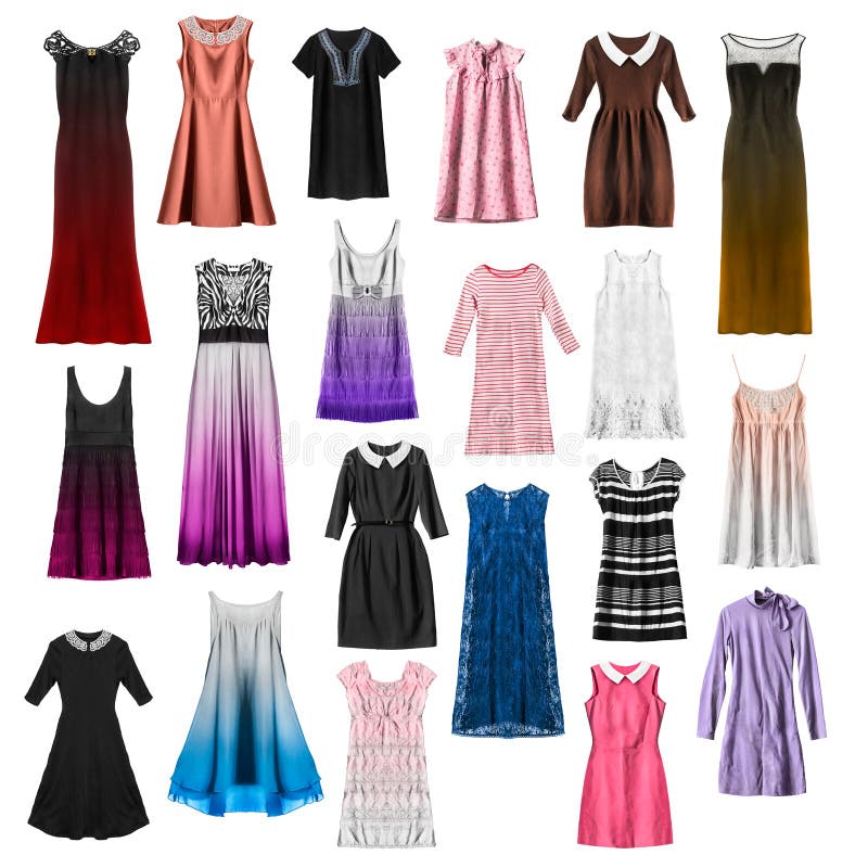 Colorful dresses isolated stock photo. Image of maxi - 143593974