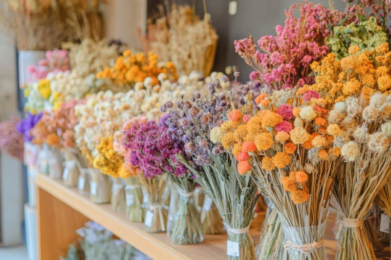 Colorful Dried Flower Display Stock Illustration - Illustration of ...
