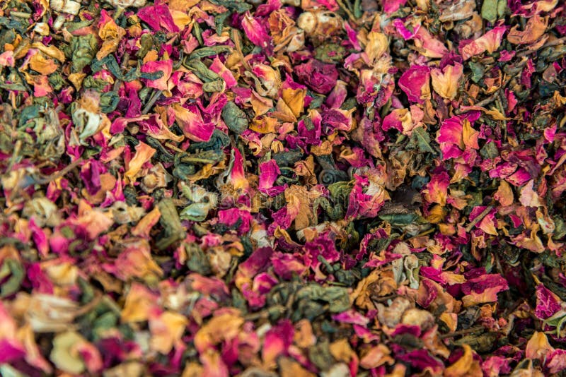Colorful Dried Fruit Tea Leaves for the Whole Frame Stock Photo - Image ...
