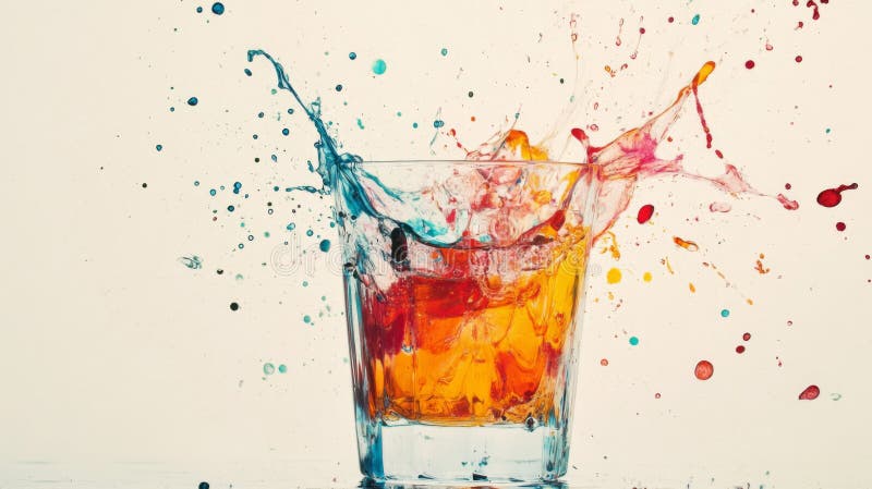 Colorful Drink Splash in Glass Stock Illustration - Illustration of ...