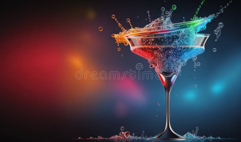 A Colorful Drink with a Splash of Water on the Rim Stock Illustration ...