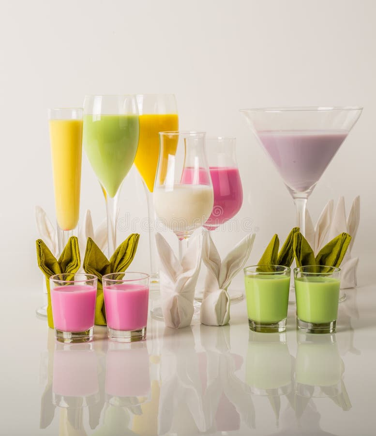 Colorful Drinks Based on Milk Liqueurs, Unique Pastel Colors of Stock ...