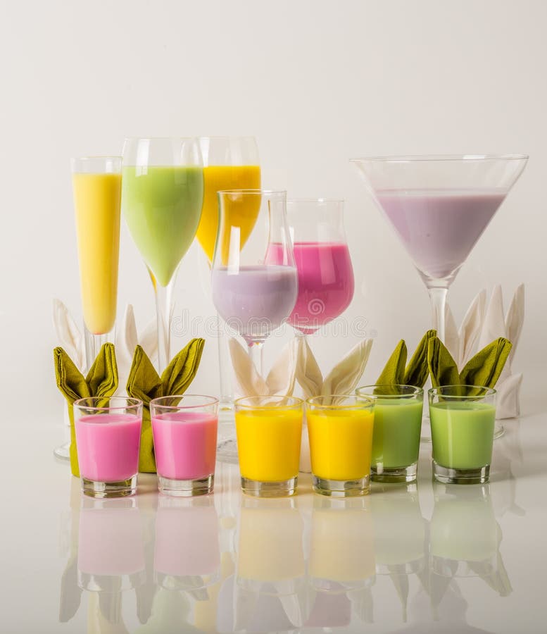 Colorful Drinks Based on Milk Liqueurs, Unique Pastel Colors of Stock ...