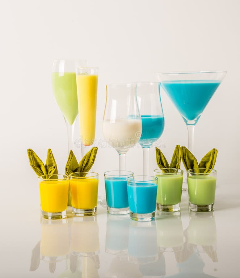 Colorful Drinks Based on Milk Liqueurs, Unique Pastel Colors of Stock ...