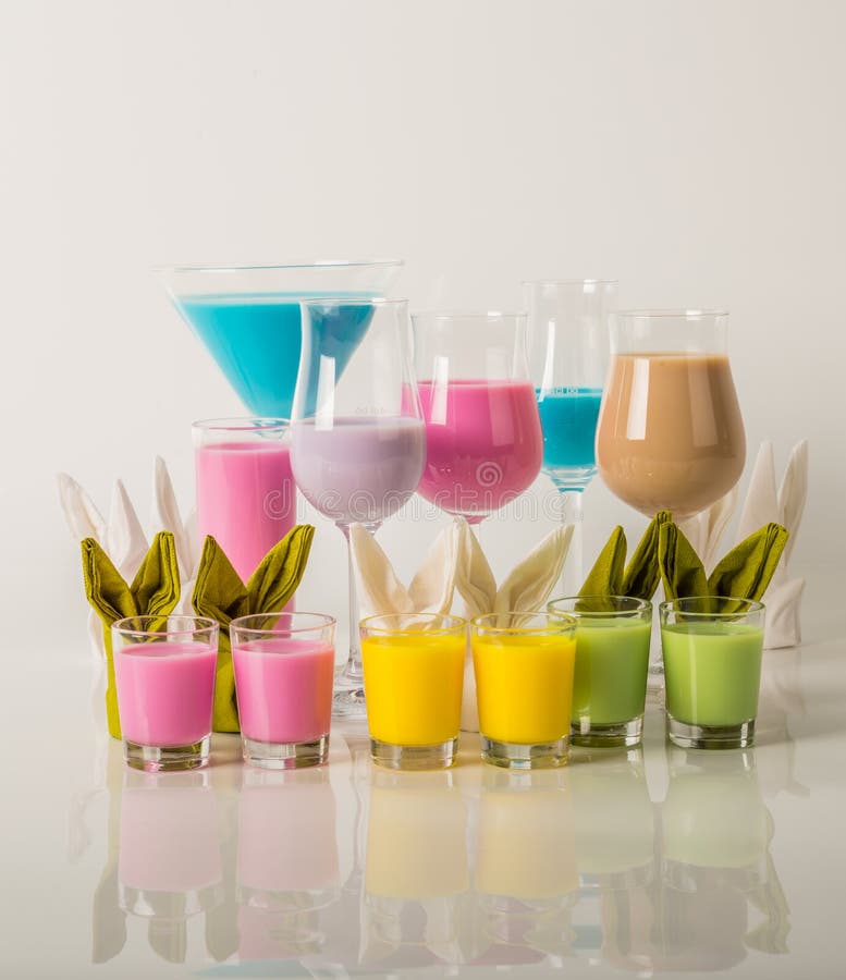 Colorful Drinks Based on Milk Liqueurs, Unique Pastel Colors of Stock ...