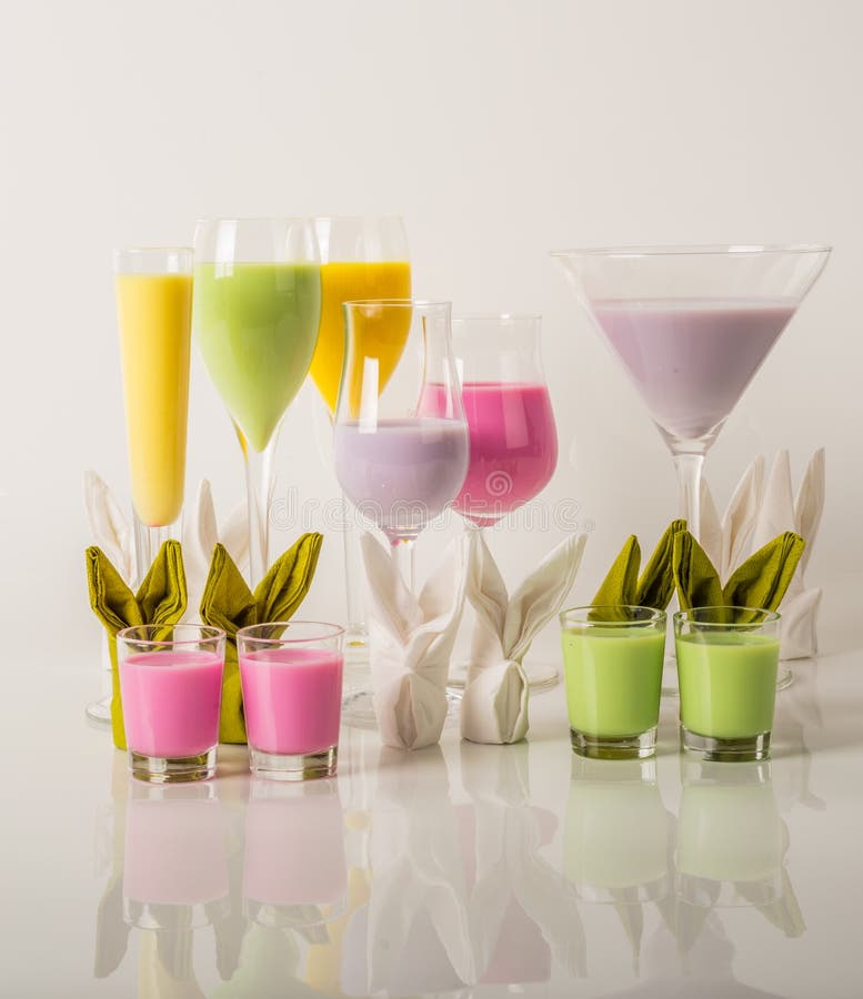 Colorful Drinks Based on Milk Liqueurs, Unique Pastel Colors of Stock ...