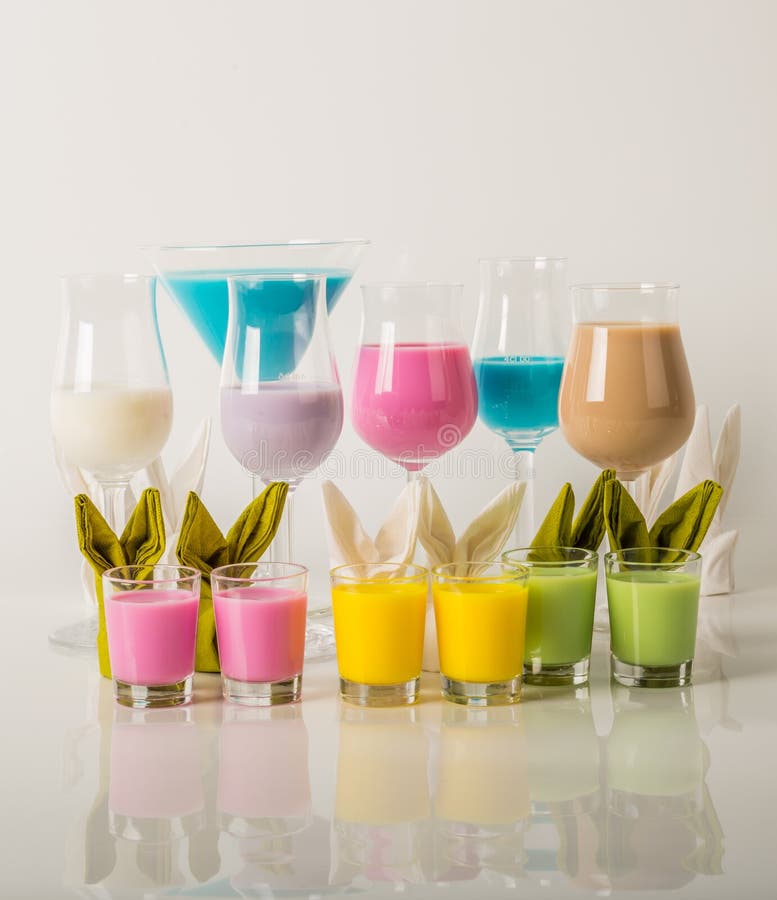 Colorful Drinks Based on Milk Liqueurs, Unique Pastel Colors of Stock ...