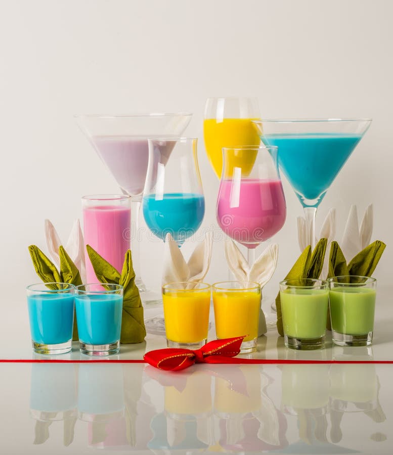Colorful Drinks Based on Milk Liqueurs, Unique Pastel Colors of Stock ...