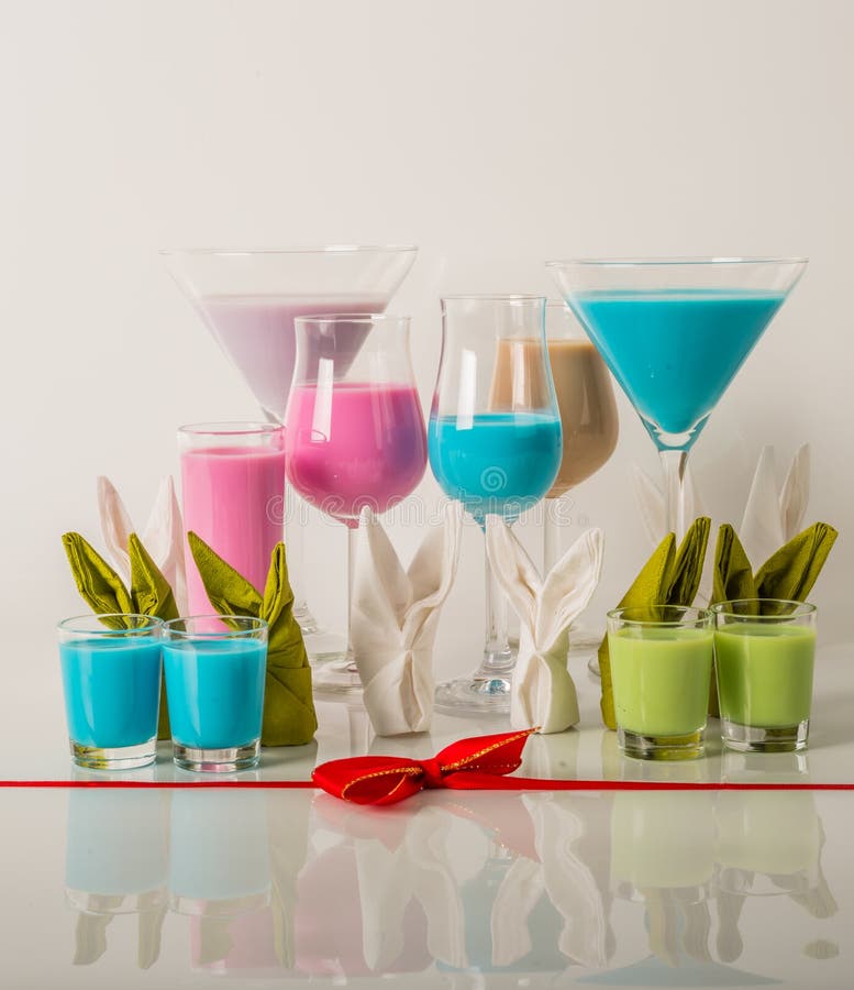 Colorful Drinks Based on Milk Liqueurs, Unique Pastel Colors of Stock ...