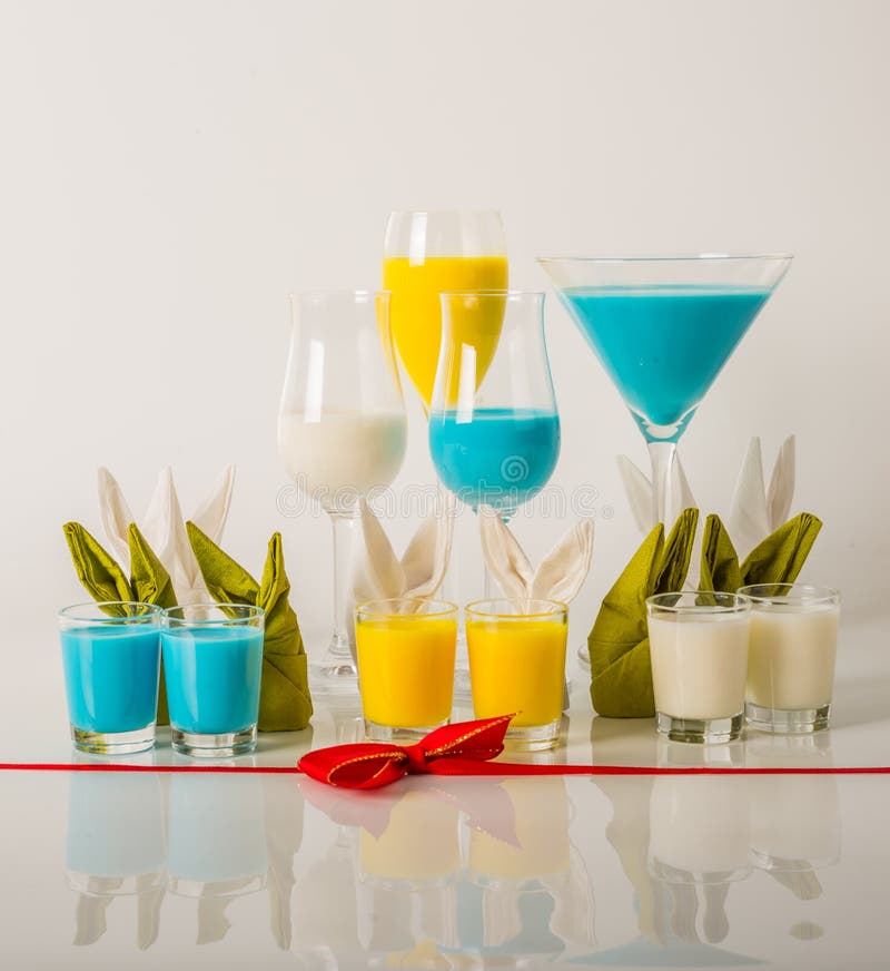 Colorful Drinks Based on Milk Liqueurs, Unique Pastel Colors of Stock ...