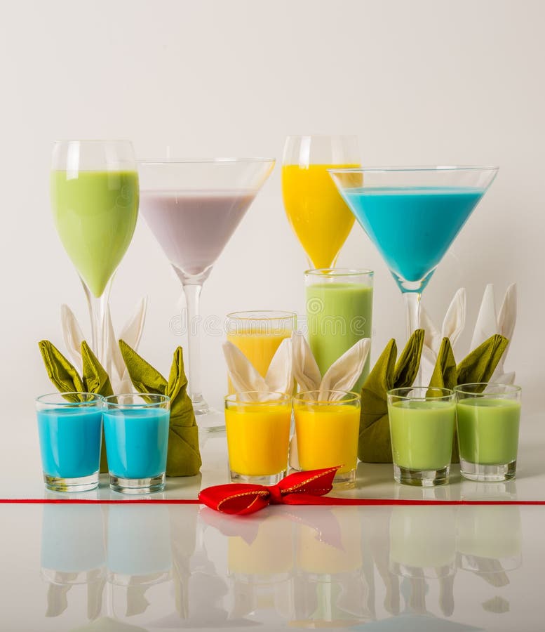 Colorful Drinks Based on Milk Liqueurs, Unique Pastel Colors Stock ...