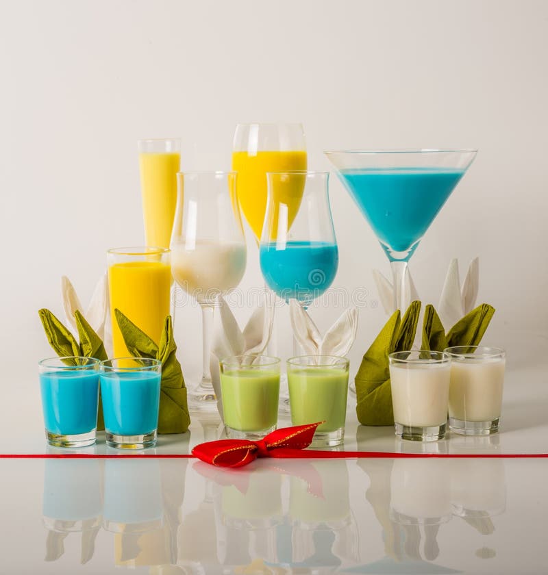 Colorful Drinks Based on Milk Liqueurs, Unique Pastel Colors Stock ...