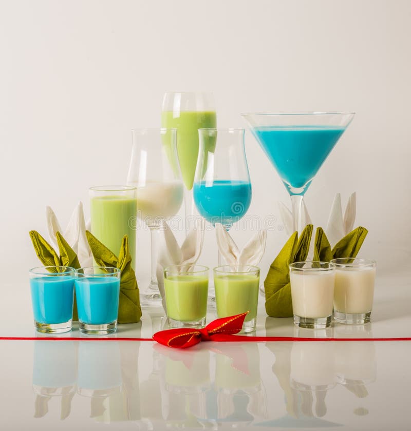 Colorful Drinks Based on Milk Liqueurs, Unique Pastel Colors Stock ...