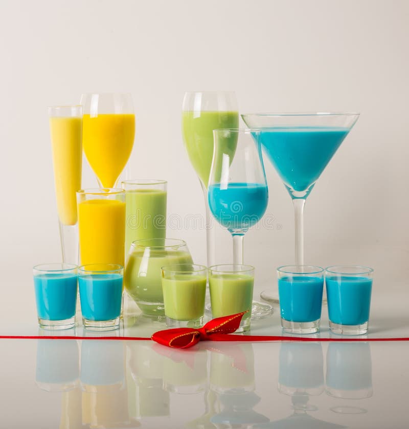 Colorful Drinks Based on Milk Liqueurs, Unique Pastel Colors of Stock ...