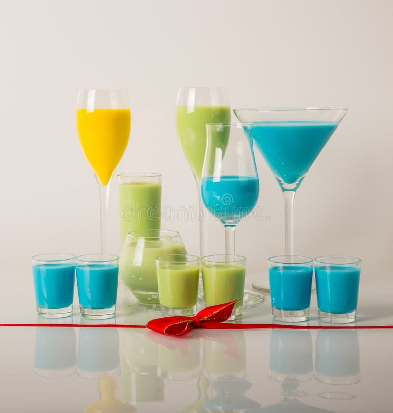 Colorful Drinks Based on Milk Liqueurs, Unique Pastel Colors of Stock ...