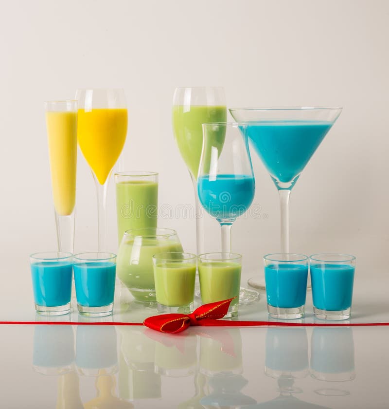 Colorful Drinks Based on Milk Liqueurs, Unique Pastel Colors of Stock ...