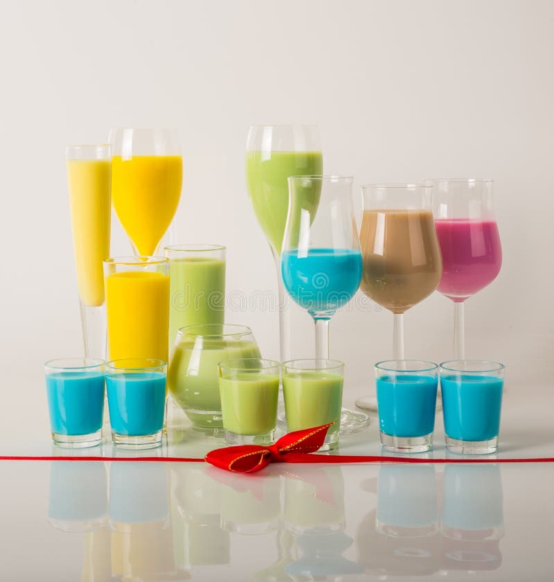 Colorful Drinks Based on Milk Liqueurs, Unique Pastel Colors of Stock ...