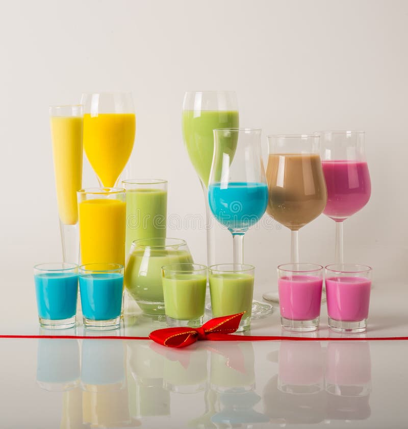 Colorful Drinks Based on Milk Liqueurs, Unique Pastel Colors of Stock ...