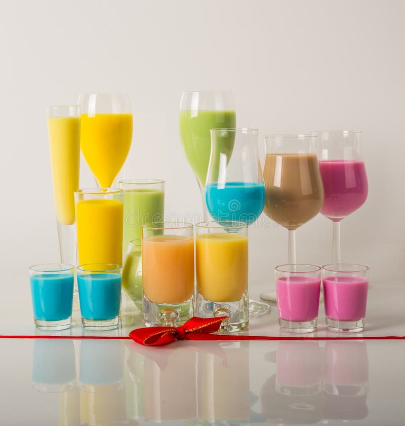 Colorful Drinks Based on Milk Liqueurs, Unique Pastel Colors of Stock ...