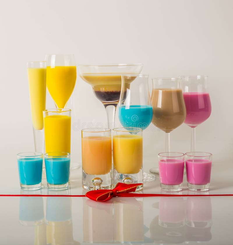 Colorful Drinks Based On Milk Liqueurs, Unique Pastel Colors Of Stock ...