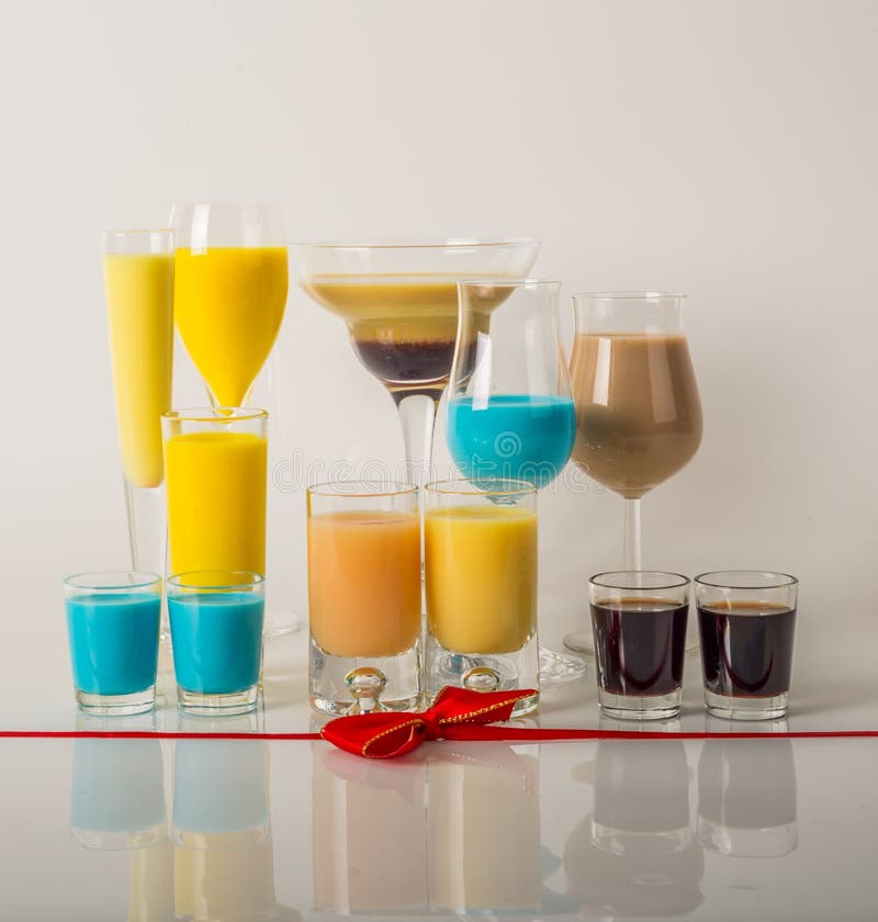 Colorful Drinks Based on Milk Liqueurs, Unique Pastel Colors of Stock ...