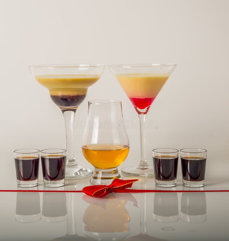 Colorful Drinks Based on Milk Liqueurs, Unique Pastel Colors of Stock ...