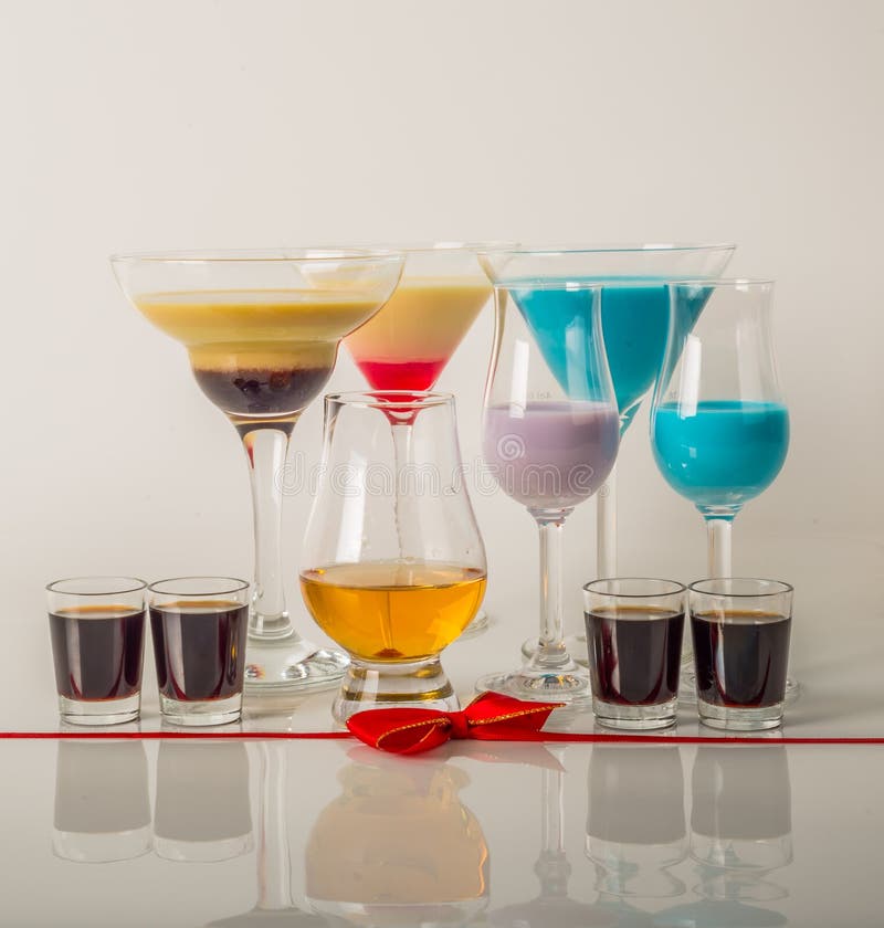 Colorful Drinks Based on Milk Liqueurs, Unique Pastel Colors of Stock ...