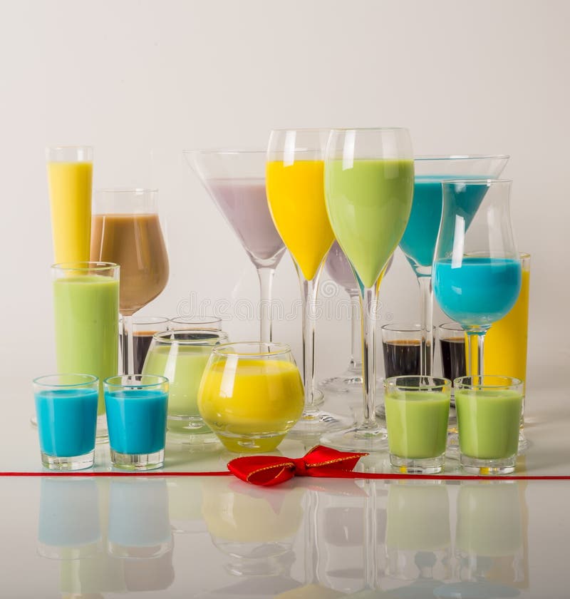 Colorful Drinks Based on Milk Liqueurs, Unique Pastel Colors of Stock ...