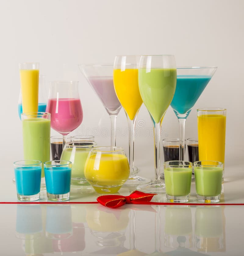 Colorful Drinks Based on Milk Liqueurs, Unique Pastel Colors of Stock ...