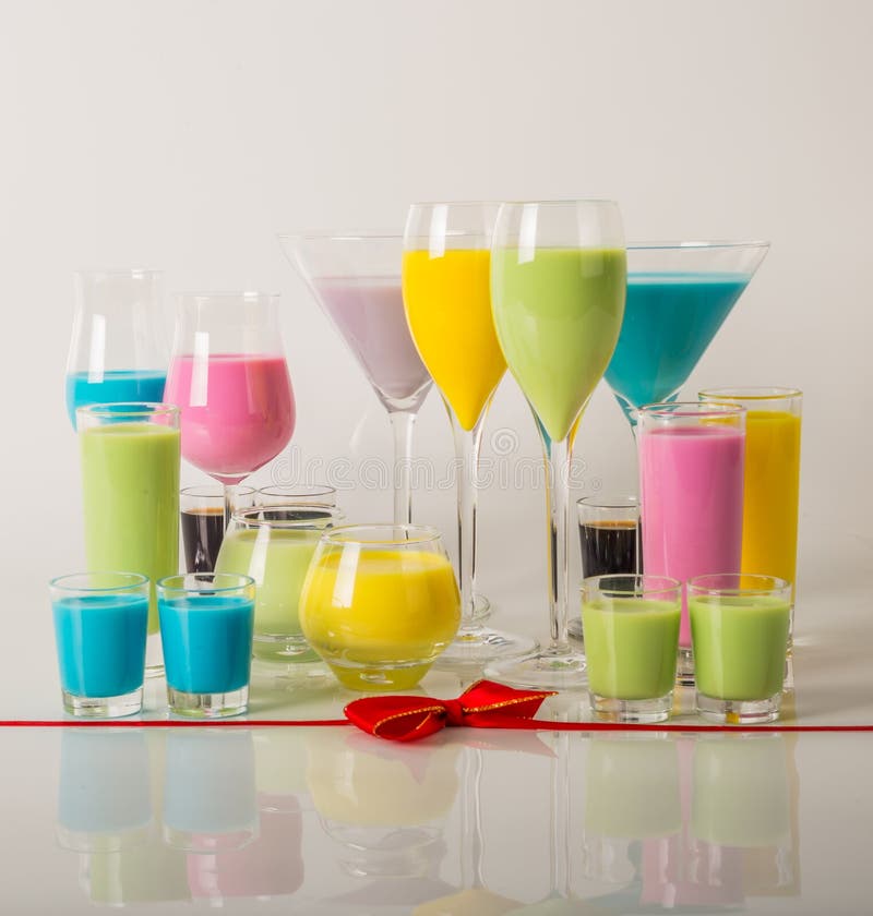 Colorful Drinks Based on Milk Liqueurs, Unique Pastel Colors of Stock ...
