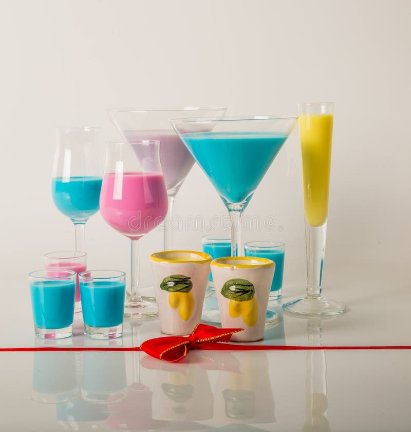 Colorful Drinks Based on Milk Liqueurs, Unique Pastel Colors of Stock ...